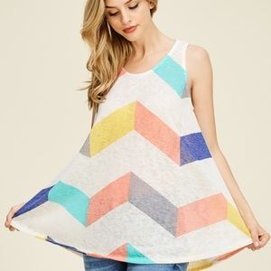 Tops | Chevron Print Sleevless Top | Poshmark
